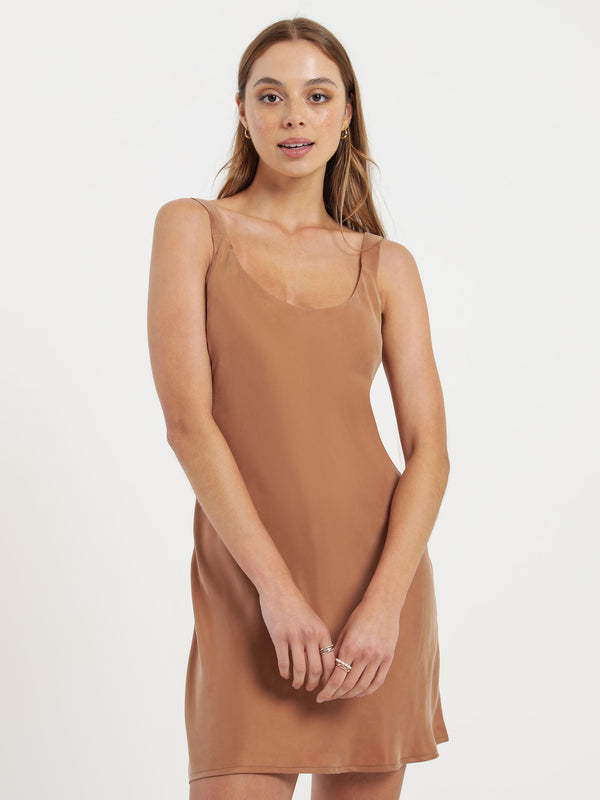Nude lucy Harlow Cupro Mini Dress in Terracotta | Glue Store