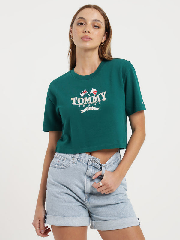 Tommy hilfiger Super Crop T-Shirt in Dark Turf Green | Glue Store