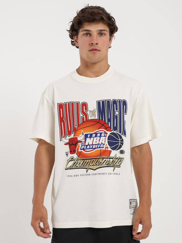 Bulls vs Magic 1996 Road To The Final T-Shirt in Worn Whi | Glue Store