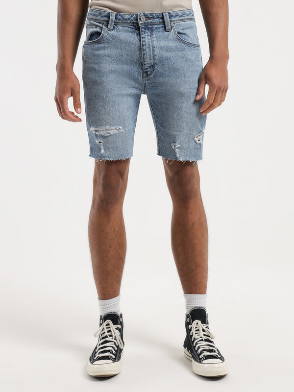 Abrand A Dropped Skinny Shorts in Notorious Rip Denim | Glue Store