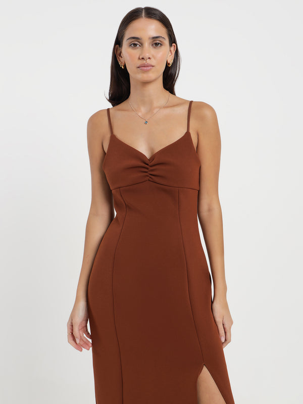 First Mse Martha Bonded Midi Dress Cinnamon | Glue Store
