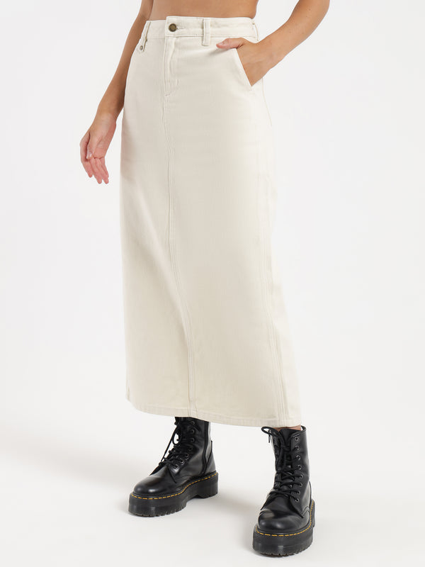 Thrills Fran Maxi Denim Skirt Off White | Glue Store