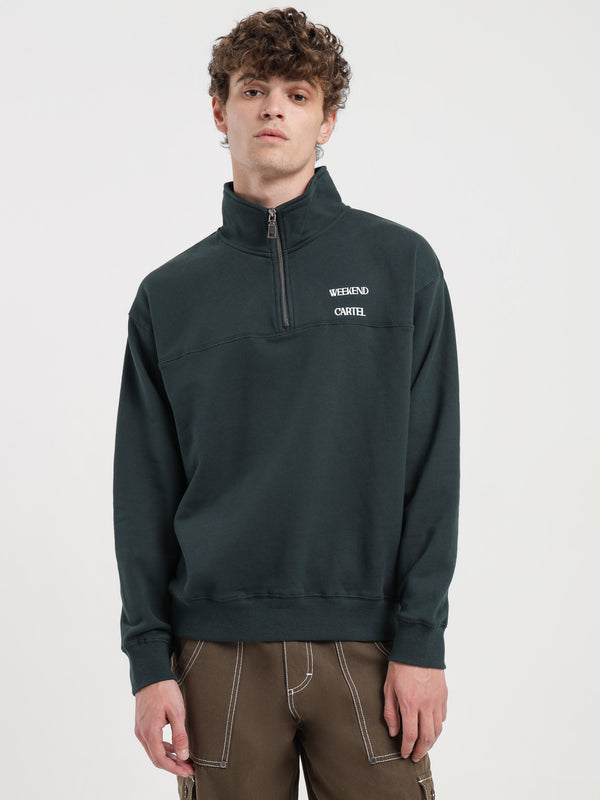 Weekend cartel Cartel Logo Zip Sweater in Moss Moss | Glue Store