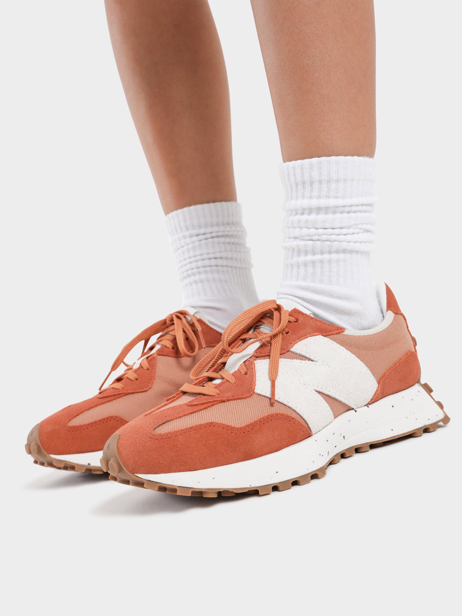 New Balance Womens 327 Sneakers Rust/White | Glue Store