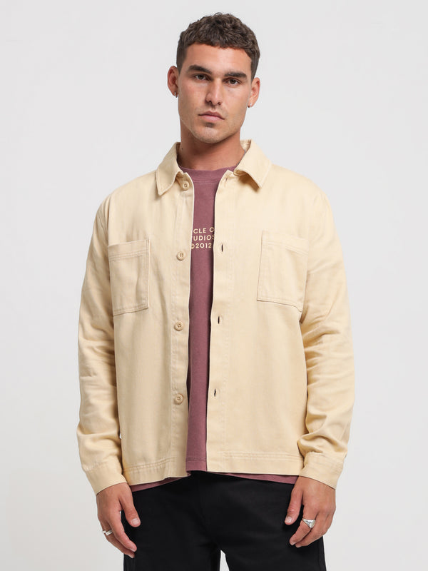 Article one Twill Overshirt in Cream Cream | Glue Store