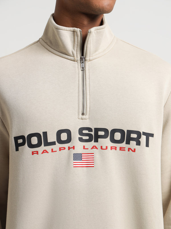 Polo Ralph Lauren Washed Quarter Zip Khaki | Glue Store
