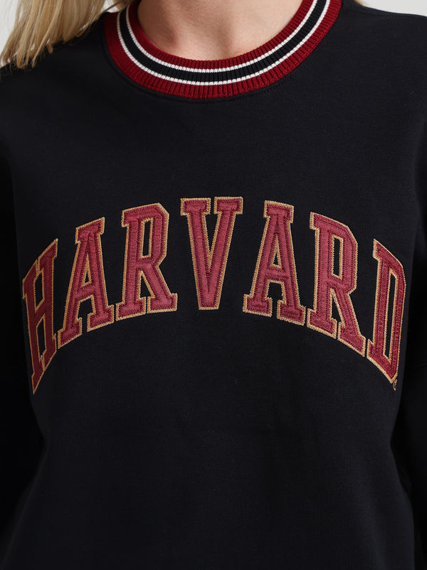 Mitchell & ness Harvard Trim Crew Neck Sweater in Black | Glue Store