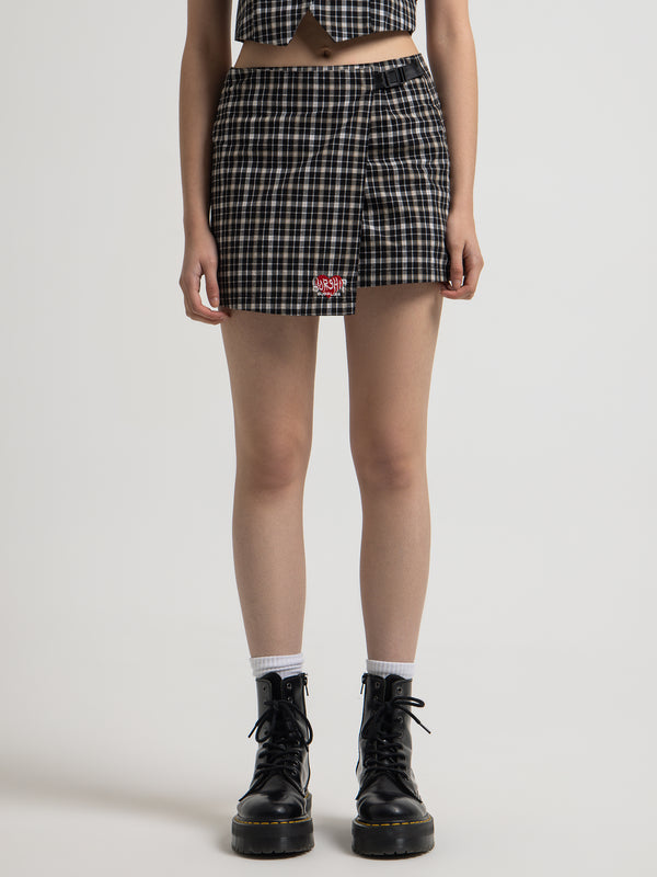 Worship Don't Care Micro Wrap Skirt in Black Black | Glue Store