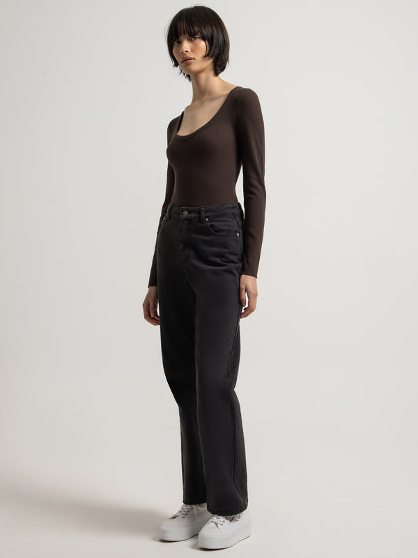 Nude lucy Jai Scoop Neck Bodysuit in Cinder Brown Cinder | Glue Store