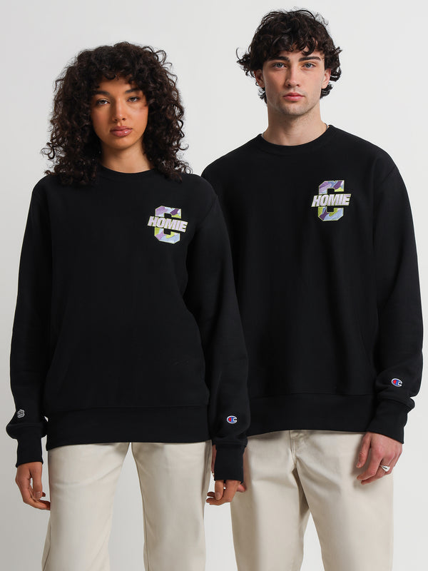 Champion Reverse Weave HoMie Camo Crew in Black Black | Glue Store