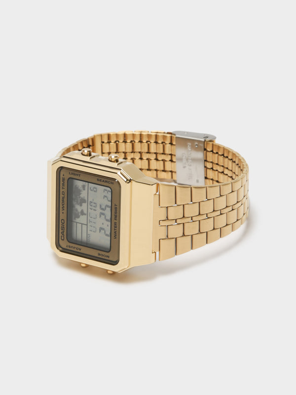 Mens A500WGA-9 Digital World Watch in Gold - Glue Store