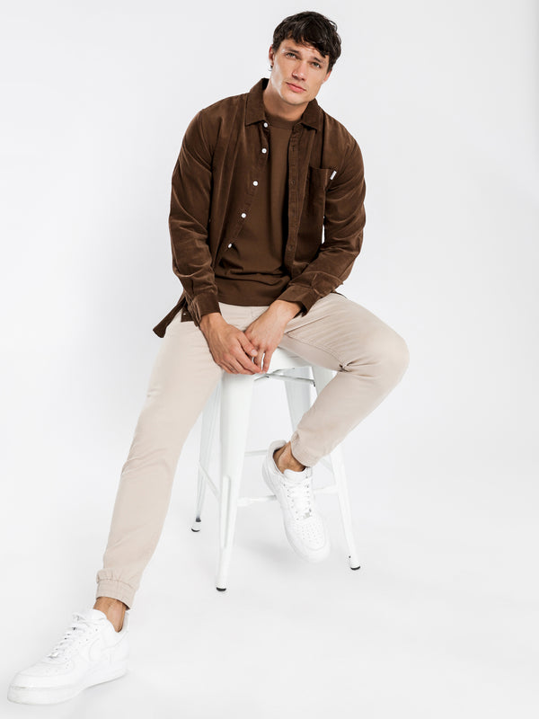 Article One Axel Cord Long Sleeve Shirt Mahogany