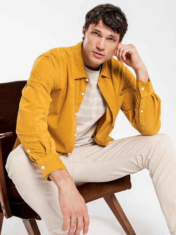 Article One Axel Cord Long Sleeve Shirt Mustard | Glue Store
