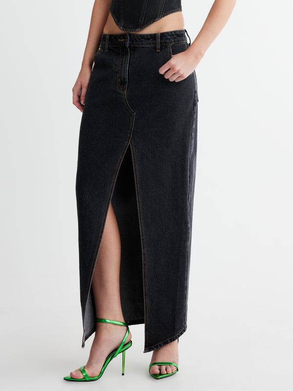 Lioness Barbie Split Midi Skirt Charcoal | Glue Store