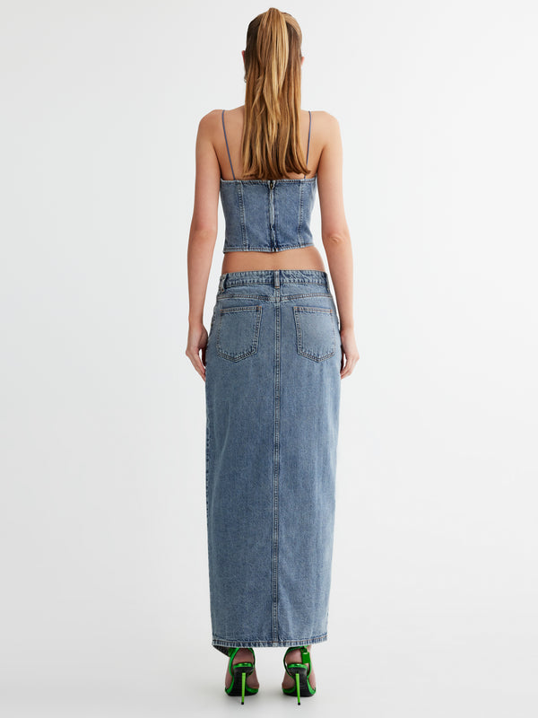 Lioness Barbie Split Midi Skirt in Faded Denim | Glue Store