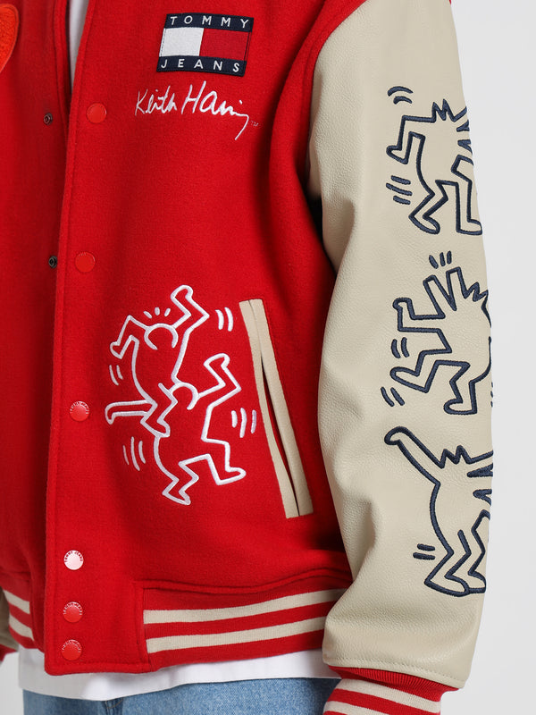 Tommy Hilfiger Keith Haring Varsity Jacket Red | Glue Store