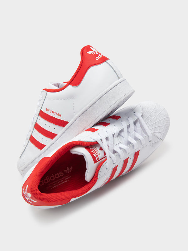 Adidas Unisex Superstar Shoe in Vivid Red & Cloud White | Glue Store