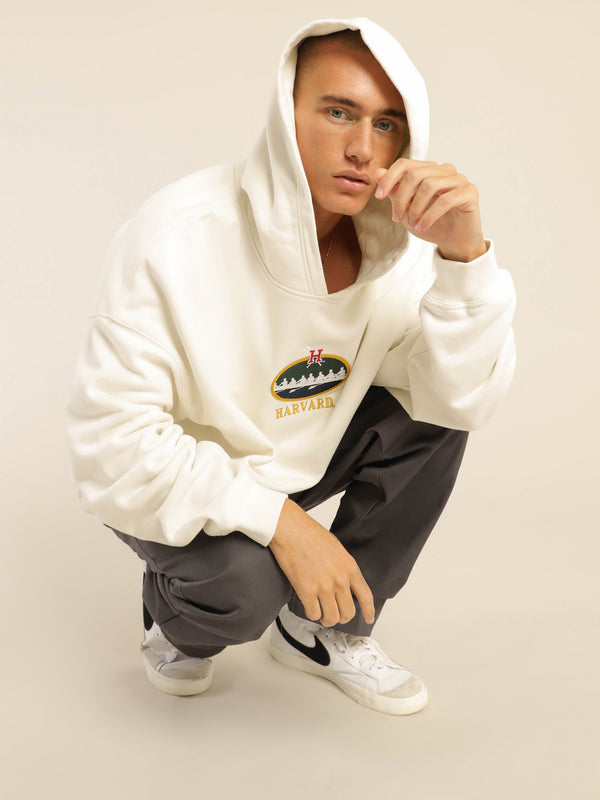 Ncaa Harvard Rowing Crest Logo Hoodie in Vintage White | Glue Store