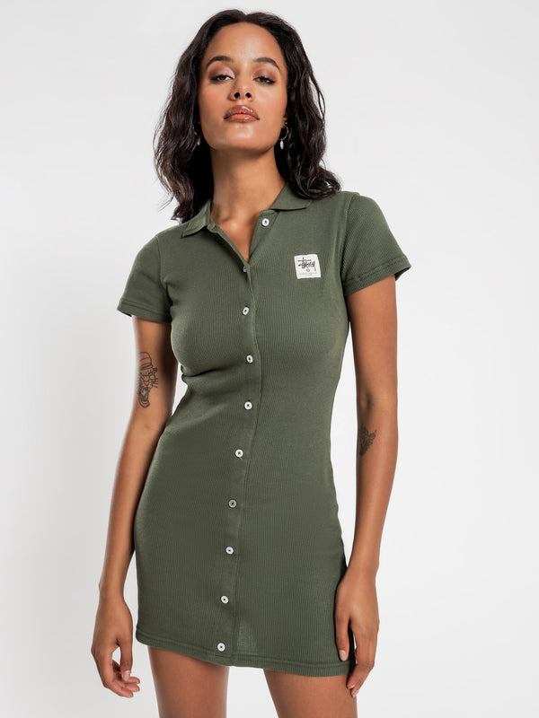 Stussy Markham Rib Dress in Flight Green Green | Glue Store