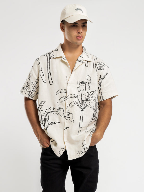 Stussy Banana Tree Linen Shirt in White White | Glue Store