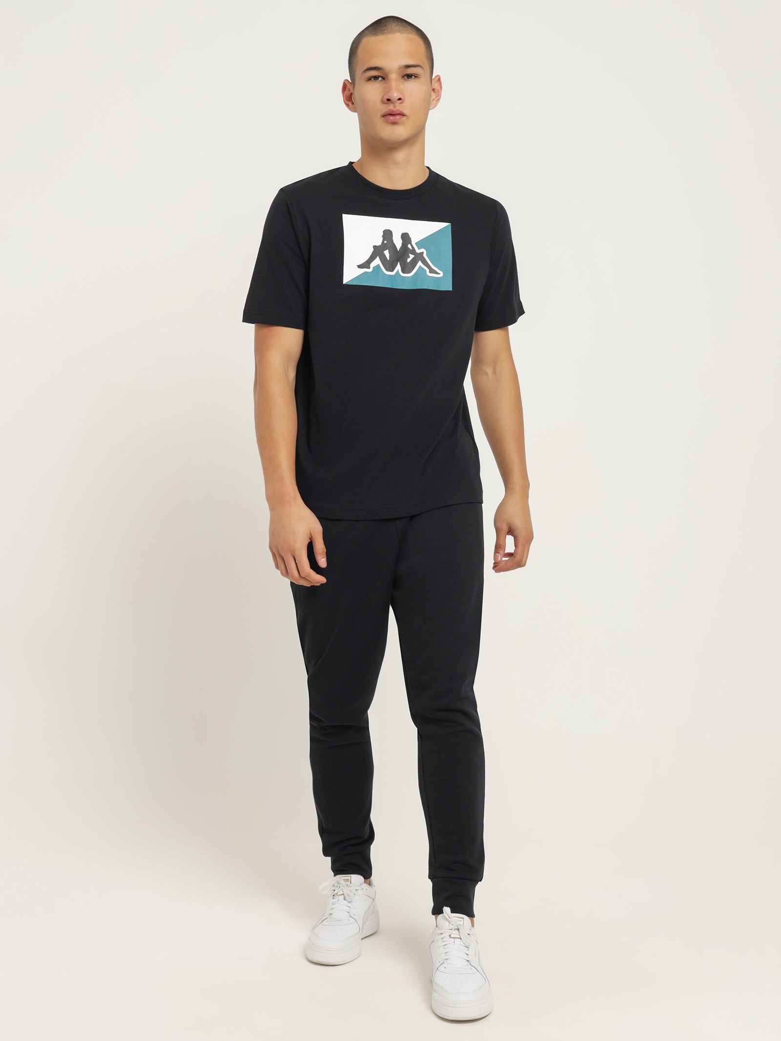 Kappa Logo Bard T-Shirt A04 Black - White - Blue Deep Lake