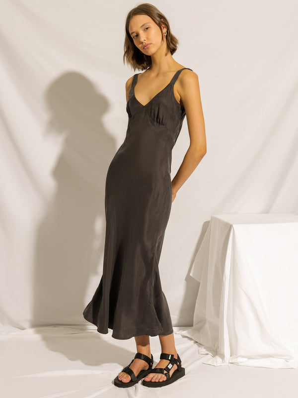 Nude lucy Arianne Cupro Slip Dress in Coal Black Coal | Glue Store