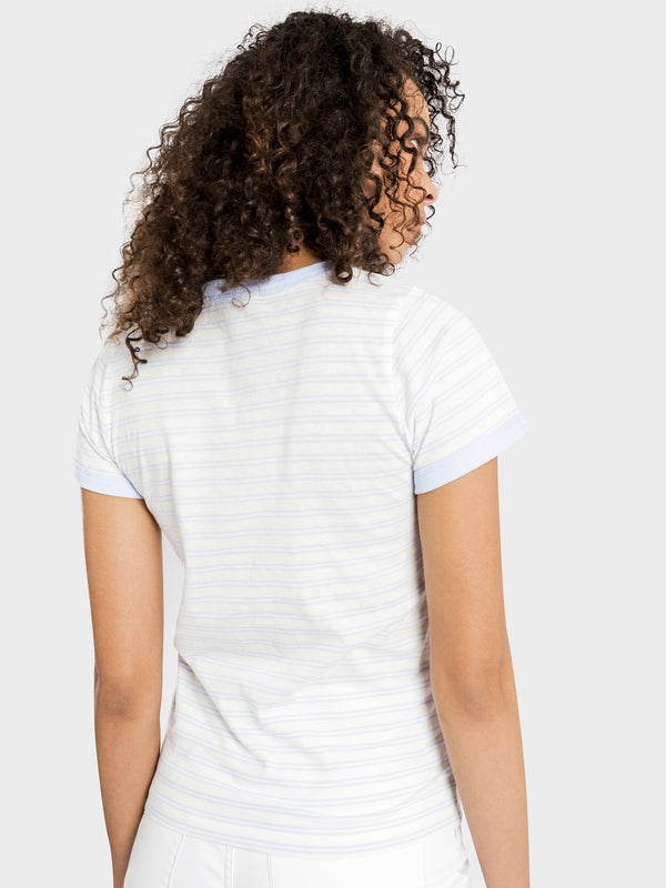Salt Lake Ringer T-Shirt in Cloud Blue Stripe - Glue Store