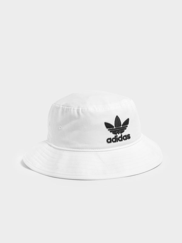 Adidas Trefoil Logo Bucket Hat in White White | Glue Store