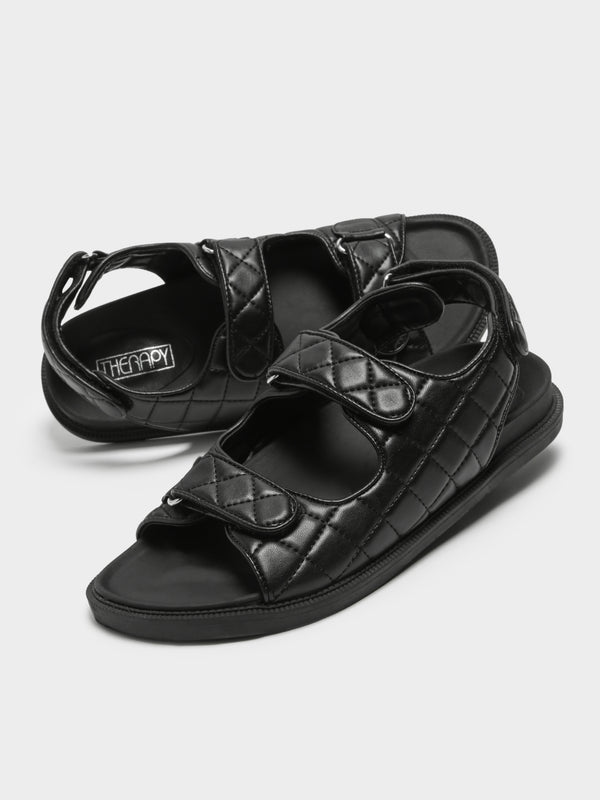 Therapy Womens Andi Quilted Sandals in Black Black | Glue Store